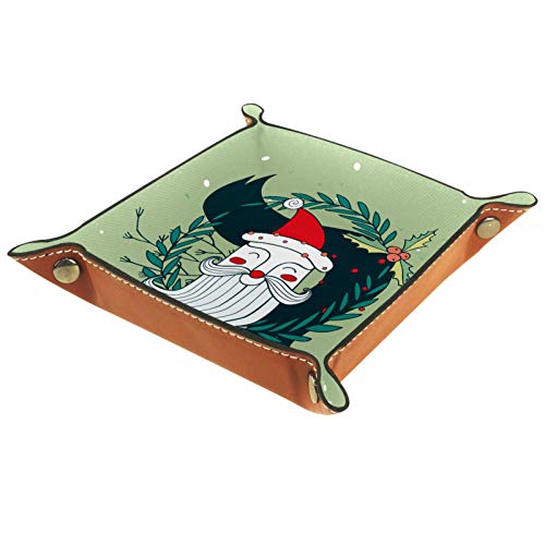 Fashion Santa Valet Tray Leather Bedside Organizer Dice Tray Desk Storage Plate Catchall for Change Jewelry Key Phone Watches