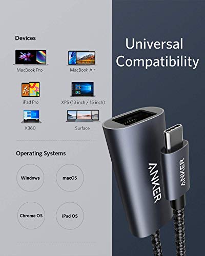 Anker USB C to Ethernet Adapter, PowerExpand USB C to Gigabit Ethernet Adapter, Aluminum Portable USB C Adapter for MacBook Pro, MacBook Air 2018 and Later, iPad Pro 2018 and Later, XPS