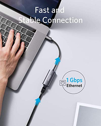 Anker USB C to Ethernet Adapter, PowerExpand USB C to Gigabit Ethernet Adapter, Aluminum Portable USB C Adapter for MacBook Pro, MacBook Air 2018 and Later, iPad Pro 2018 and Later, XPS
