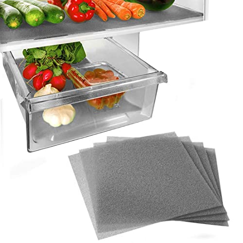 Dualplex® Fruit & Veggie Life Extender Liner for Fridge Refrigerator Drawers, 12x15 Inches (4 Pack) – Extends The Life of Your Produce & Prevents Spoilage (Grey)