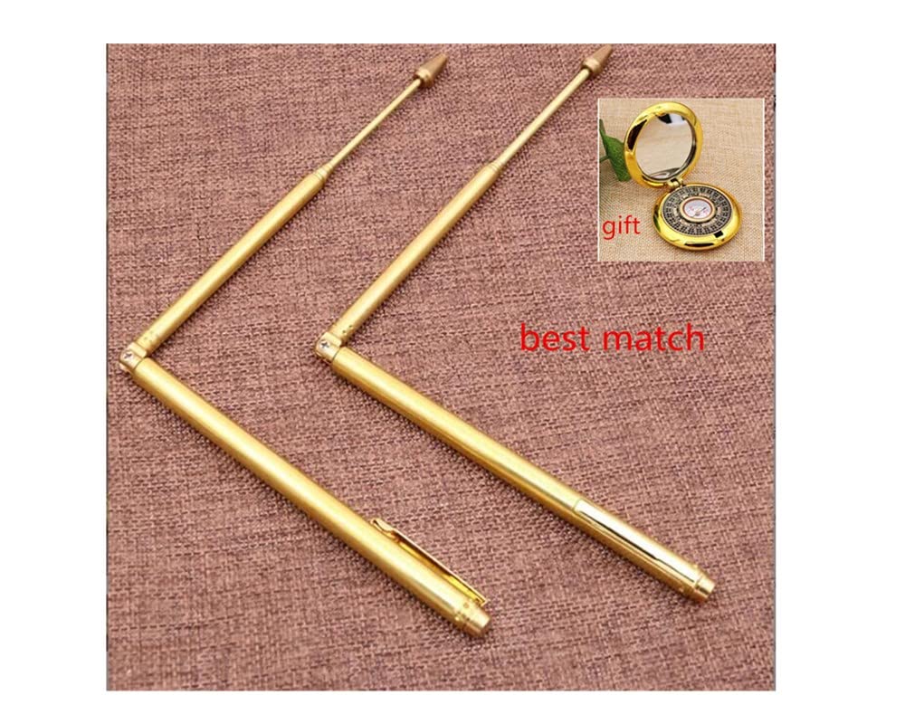 Best Combination Dowsing Rods Copper- 2PCS. 99.9% Pure Copper - Water Divining, Energy Healing, Paranormal, Gold, Yes No Questions. 15cm*56cm*0.9cm Non-Toxic 。 Gift feng Shui Compass