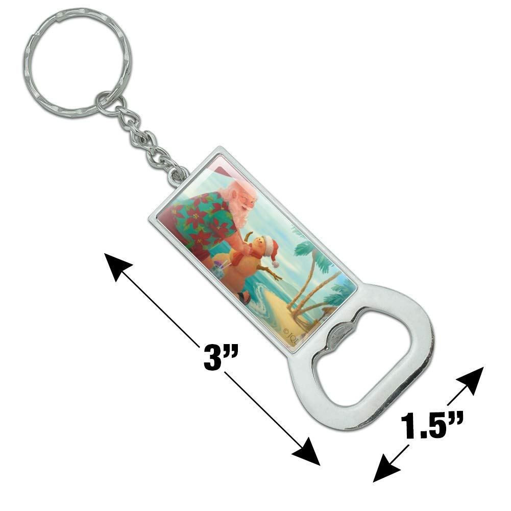 GRAPHICS & MORE Christmas Holiday Santa Claus Beach Vacation Keychain Rectangle Chrome Plated Metal Bottle Cap Opener