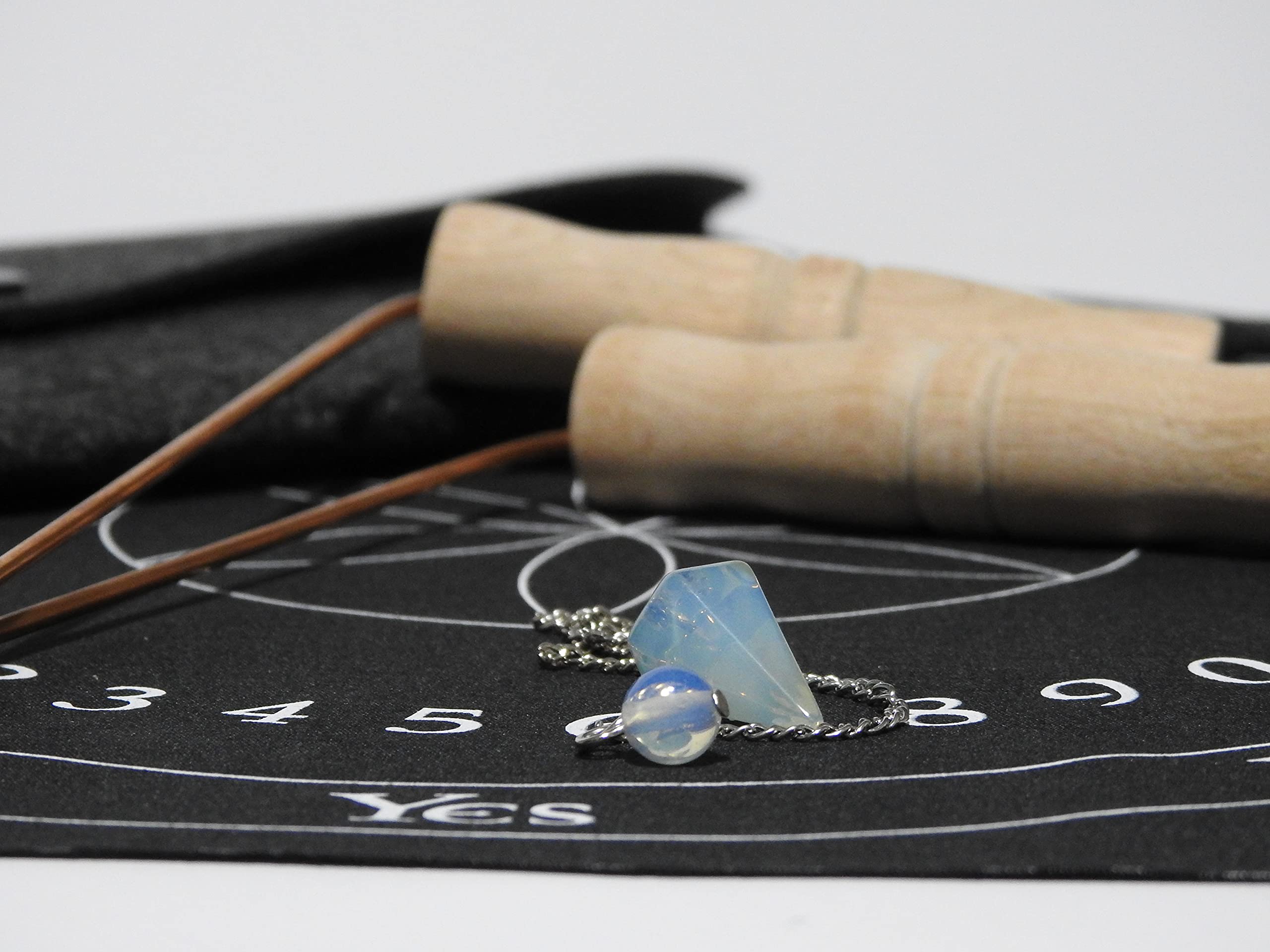 On The Fly Dowsing Kit with Pure Copper Rods and Rose Quartz Pendulum | to Start | Wooden Handles | Paranormal, Underground Resources, Answers to Questions | Made in USA
