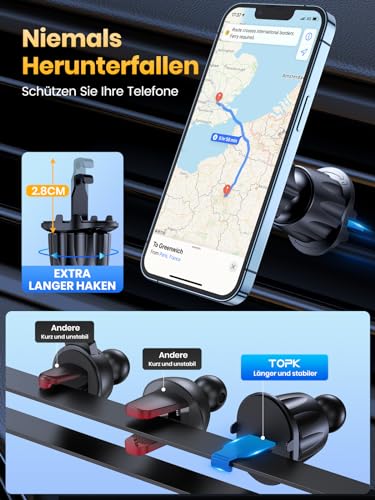 TOPK Phone Holder Car, Magnetic Phone Holder for Car, Upgrade Hook Clip Air Vent Mount with Strongest Magnet for Cellphones