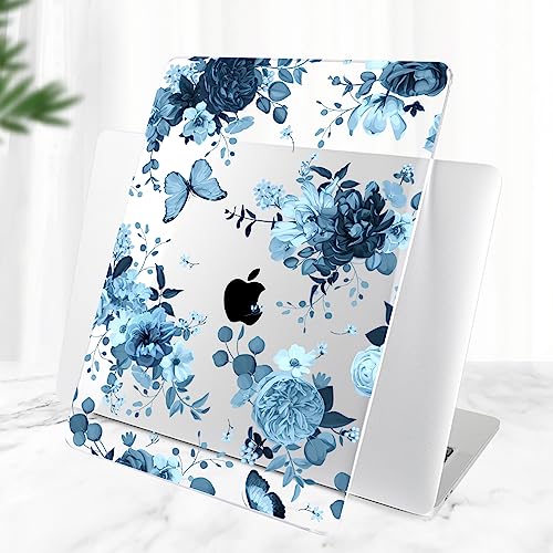 CAMPLALA for MacBook Air 13 inch Case 2021-2018 Release Model A2337 M1 A2179 A1932 - Hard Shell Case & Keyboard Cover & Screen Protector & OTG Adapter Suitable MacBook Air 13", Ink Flowers