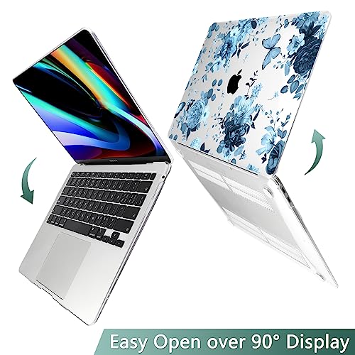 CAMPLALA for MacBook Air 13 inch Case 2021-2018 Release Model A2337 M1 A2179 A1932 - Hard Shell Case & Keyboard Cover & Screen Protector & OTG Adapter Suitable MacBook Air 13", Ink Flowers