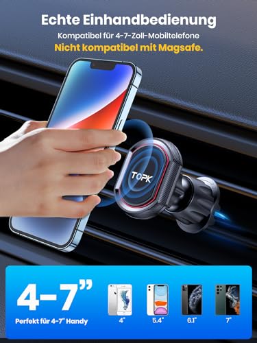 TOPK Phone Holder Car, Magnetic Phone Holder for Car, Upgrade Hook Clip Air Vent Mount with Strongest Magnet for Cellphones