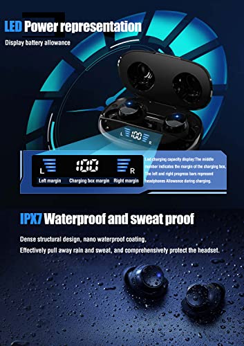 Wireless Earbuds, Bluetooth 5.3 Headset with Dual LED Display, in-Ear Bluetooth Earphones IP7 Waterproof Headphones for Sport,Workout,Gaming