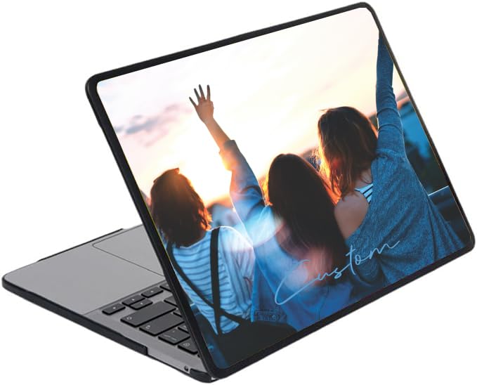 Custom Hard Shell Cover for MacBook Pro 16" 14" 13" Air 15 13.6 13 Inch Mac Photo Picture Logo Text Name Image Customizable DIY Design, Personalized Transparent Clear/Black Edge Frame Laptop Case
