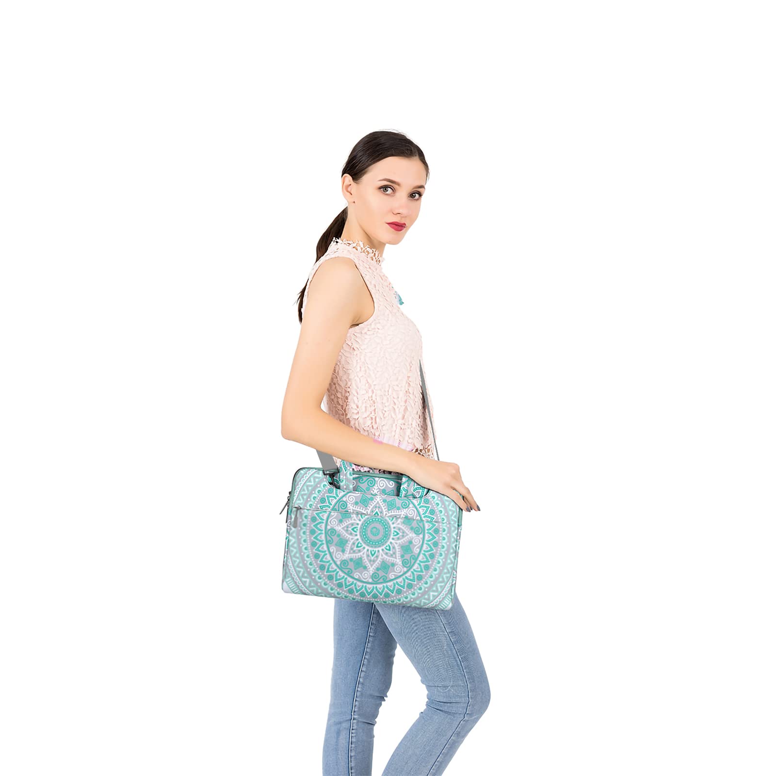 MOSISO Laptop Shoulder Bag Compatible with MacBook Air 13 M2 A2681 M1 A2337 A2179 A1932/Pro M2 M1 A2338 A2251 A2289 A2159 A1989 A1706 A1708, Carrying Briefcase Handbag Sleeve Mandala MO-MDL001