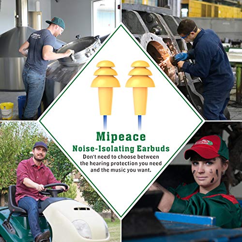 MIPEACE Work Earbuds Headphones, Safety Industrial Ear Plugs Headphones with mic and Volume Control- Noise Reduction Earphones for Work Construction
