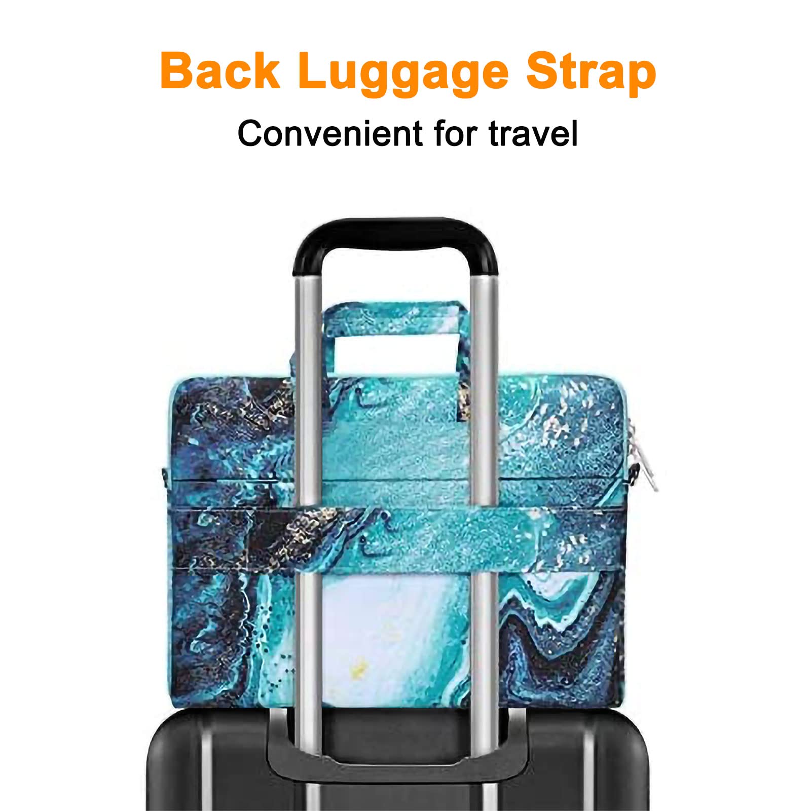 MOSISO Laptop Shoulder Bag Compatible with MacBook Air/Pro,13-13.3 inch Notebook,Compatible with MacBook Pro 14 inch 2023-2021 A2779 M2 A2442 M1,Creative Wave Marble Briefcase Sleeve with Belt