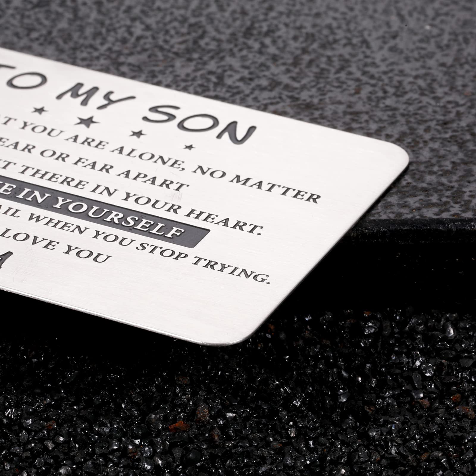 Omnitotimuse To My Son, Son Gifts from Mom Inspirational Wallet Insert Card for Son from Mom Graduation Birthday Gifts for Men Him Silver