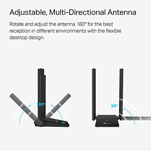 TP-Link USB WiFi Adapter, AC1300Mbps Dual Band 5dBi High Gain Antenna 2.4GHz/ 5GHz Wireless Network Adapter for Desktop PC (Archer T4U Plus)- Supports Windows 11/10/8.1/8/7, Mac OS 10.9-10.14