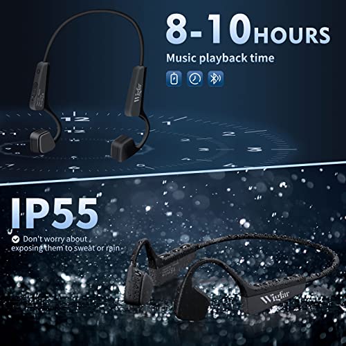 Wigfar Bone Conduction Headphones Premium Open-Ear Wireless Bluetooth Sport Headphones with Microphones, Sweatproof Waterproof Wireless Earphones for Running, Gym, Hiking, Cycling