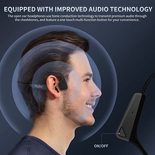 Wigfar Bone Conduction Headphones Premium Open-Ear Wireless Bluetooth Sport Headphones with Microphones, Sweatproof Waterproof Wireless Earphones for Running, Gym, Hiking, Cycling