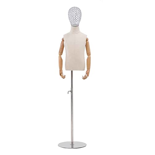 Tailors Dummy Mannequins Child Mannequin Tailors Dummy Model Adjustable Height Body Manikins Round Base Clothes Display Rack Window Display High-end People Table Clothing Store Dressform Mannequin