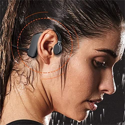 PEASAM Gropeearth Bone Conduction Headphones, Bone Conduction Headphones Waterproof Bluetooth Wireless Headset, Bone Conduction Headphones with Microphone Bluetooth Wireless Headset (Red)