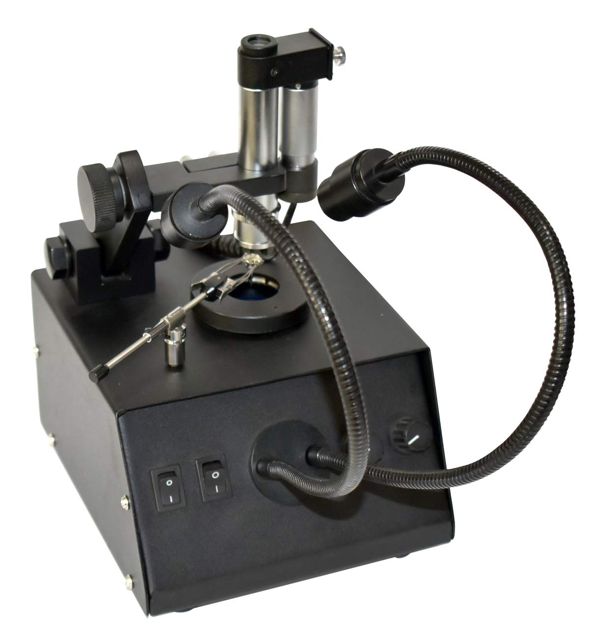 Radical Gemology Gemstone Diffraction Prism Spectroscope w Scale on Professional Stand with Dual Fibre Optic Light, Transmitted Halogen, Scale Illuminator & Gem Clamp