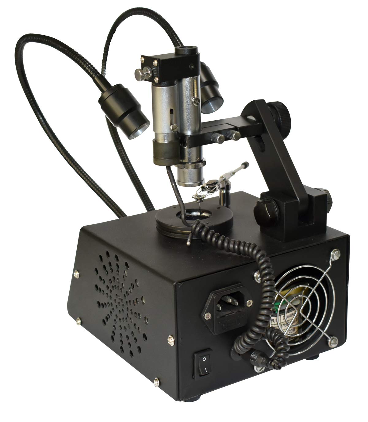 Radical Gemology Gemstone Diffraction Prism Spectroscope w Scale on Professional Stand with Dual Fibre Optic Light, Transmitted Halogen, Scale Illuminator & Gem Clamp