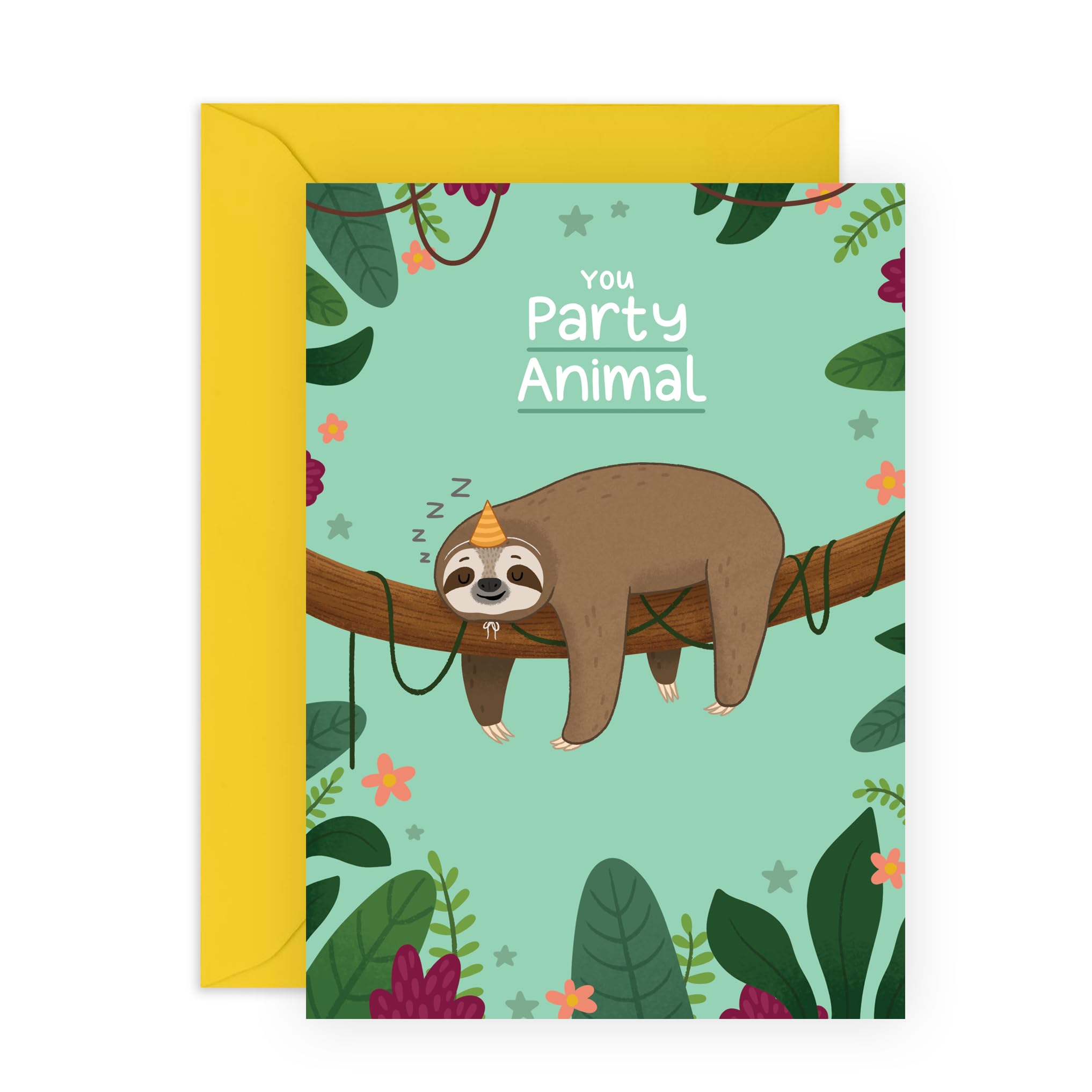 CENTRAL 23 Happy Birthday Card For Him Her - Party Animal - Sloth Birthday Card For Men And Women Funny - Humorous Gifts For Mom Dad Sister Brother Friends - Comes With Fun Stickers