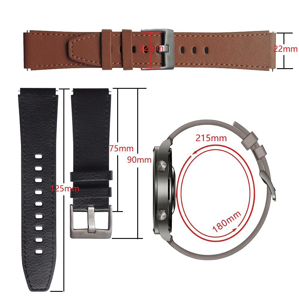 Senter Band for Huawei Watch GT2 pro Band,22mm Soft Genuine Leather Sport Replacement Strap Band Compatible with Huawei Watch GT2 pro/Watch GT2 46MM Smart Watch