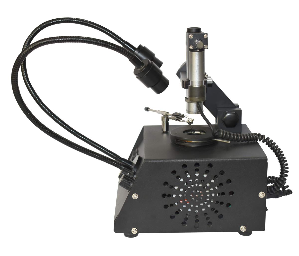 Radical Gemology Gemstone Diffraction Prism Spectroscope w Scale on Professional Stand with Dual Fibre Optic Light, Transmitted Halogen, Scale Illuminator & Gem Clamp