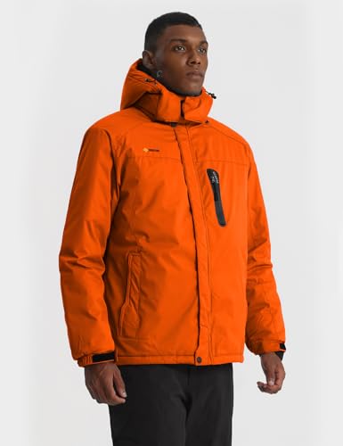 GEMYSE Men's Mountain Waterproof Ski Snow Jacket Winter Windproof Rain Jacket (Orange,X-Large)