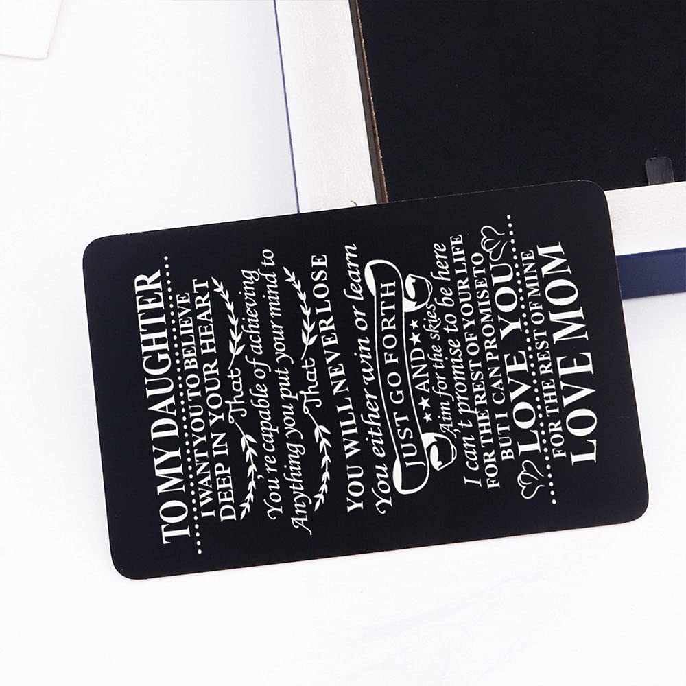 ZKXXJ Personalized to My Son/Daughter Gifts from Dad Mom Customized Stainless Steel Wallet Card Insert,Inspirational Meaningful Present Birthday Love You