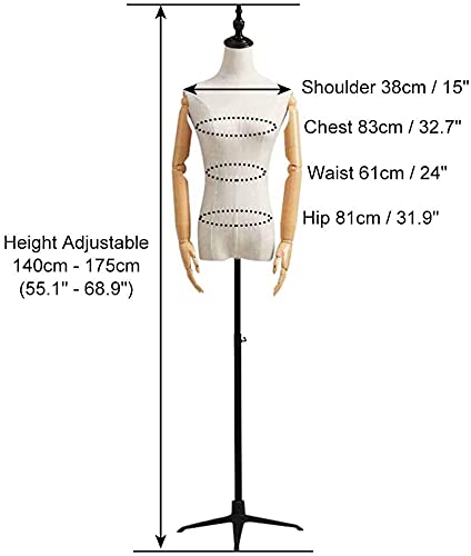 Tailors Dummy Mannequins Female Mannequin Floor with Metal Base, Body Mannequin Form for Store Picture Design Clothing Display, 55.1" to 68.9" Height Adjustable Dressform Mannequin