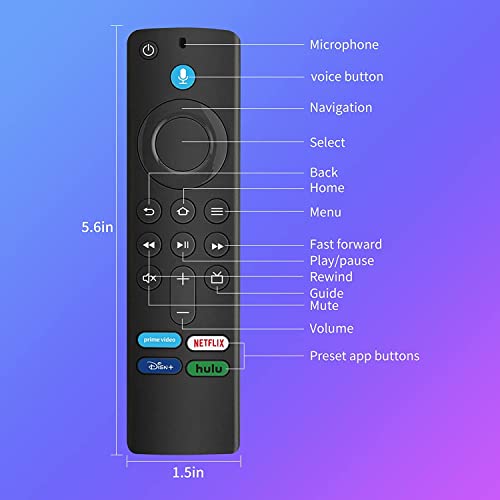 Replacement Voice Remote L5B83G (3rd GEN) fit for Fire TV Stick (2nd Gen, 3rd Gen, Lite, 4K), Fire TV Cube (1st Gen & 2nd Gen), and Fire TV (3rd Gen, Pendant Design)