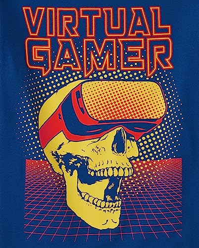 The Children's Place Boys' Short Sleeve Graphic T-Shirt 3-Pack, Level Up/Headset/Skeleton Gamer, 3X-Large