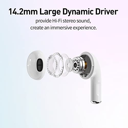 iWALK Amour Wireless Earbuds for Small Ears Women, 3g Light Weight Bluetooth Earbuds 5.2 HiFi Stereo with Noise Cancelling Microphone, Bluetooth Earphones for Sports and Working