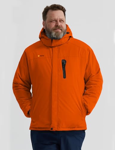 GEMYSE Men's Mountain Waterproof Ski Snow Jacket Winter Windproof Rain Jacket (Orange,X-Large)