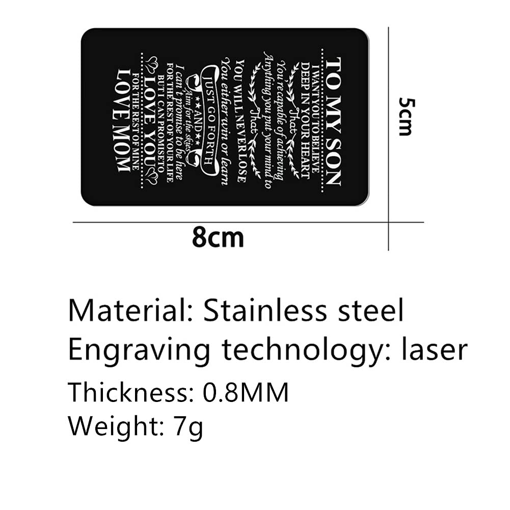 ZKXXJ Personalized to My Son/Daughter Gifts from Dad Mom Customized Stainless Steel Wallet Card Insert,Inspirational Meaningful Present Birthday Love You