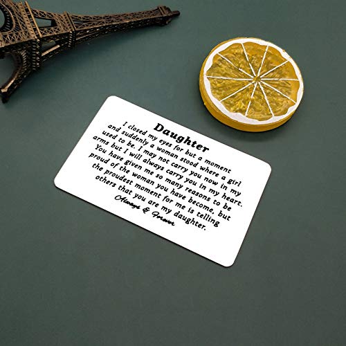 Jielahua Engraved Wallet Card for Daughter's Graduation, Birthday, Christmas - Gift from Mom, Dad, Proud of Daughter
