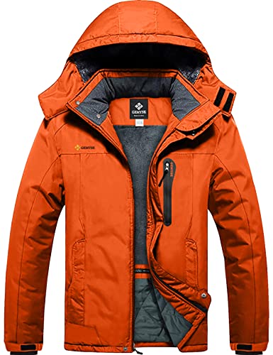 GEMYSE Men's Mountain Waterproof Ski Snow Jacket Winter Windproof Rain Jacket (Orange,X-Large)