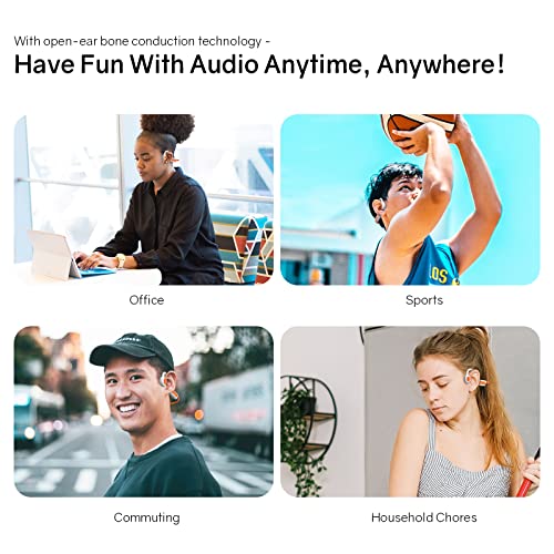 ELIBOM Bone Conduction Headphones Bluetooth 5.3, Extendable to 128GB MP3 Player, Wireless Open-Ear Headphones with Mic, Lightweight Sports Headset for Running/Cycling/Workouts/Climbing, Orange