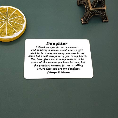 Jielahua Engraved Wallet Card for Daughter's Graduation, Birthday, Christmas - Gift from Mom, Dad, Proud of Daughter
