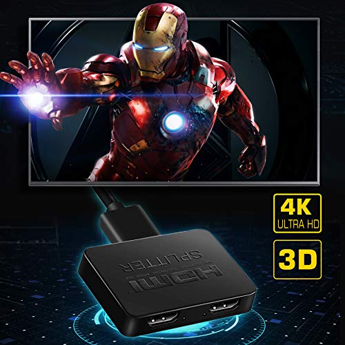 avedio Links HDMI Splitter 1 in 2 Out, 4K HDMI Splitter for Dual Monitors Duplicate/Mirror Only, 1x2 HDMI Splitter 1 to 2 Amplifier for Full HD 1080P 3D with 5ft HDMI Cable (1 Source onto 2 Displays)