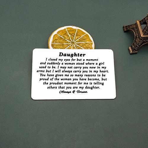 Jielahua Engraved Wallet Card for Daughter's Graduation, Birthday, Christmas - Gift from Mom, Dad, Proud of Daughter