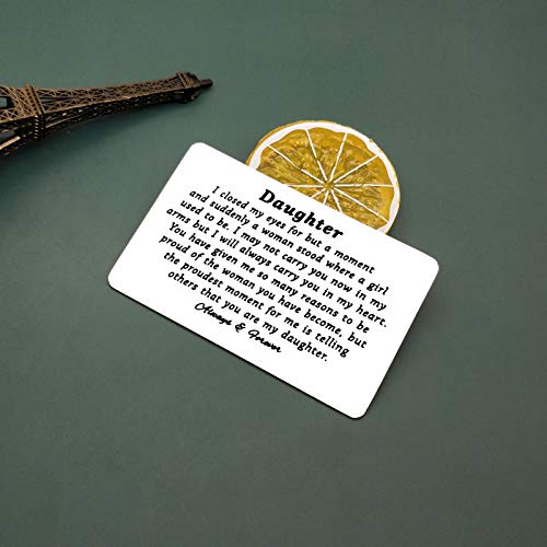 Jielahua Engraved Wallet Card for Daughter's Graduation, Birthday, Christmas - Gift from Mom, Dad, Proud of Daughter