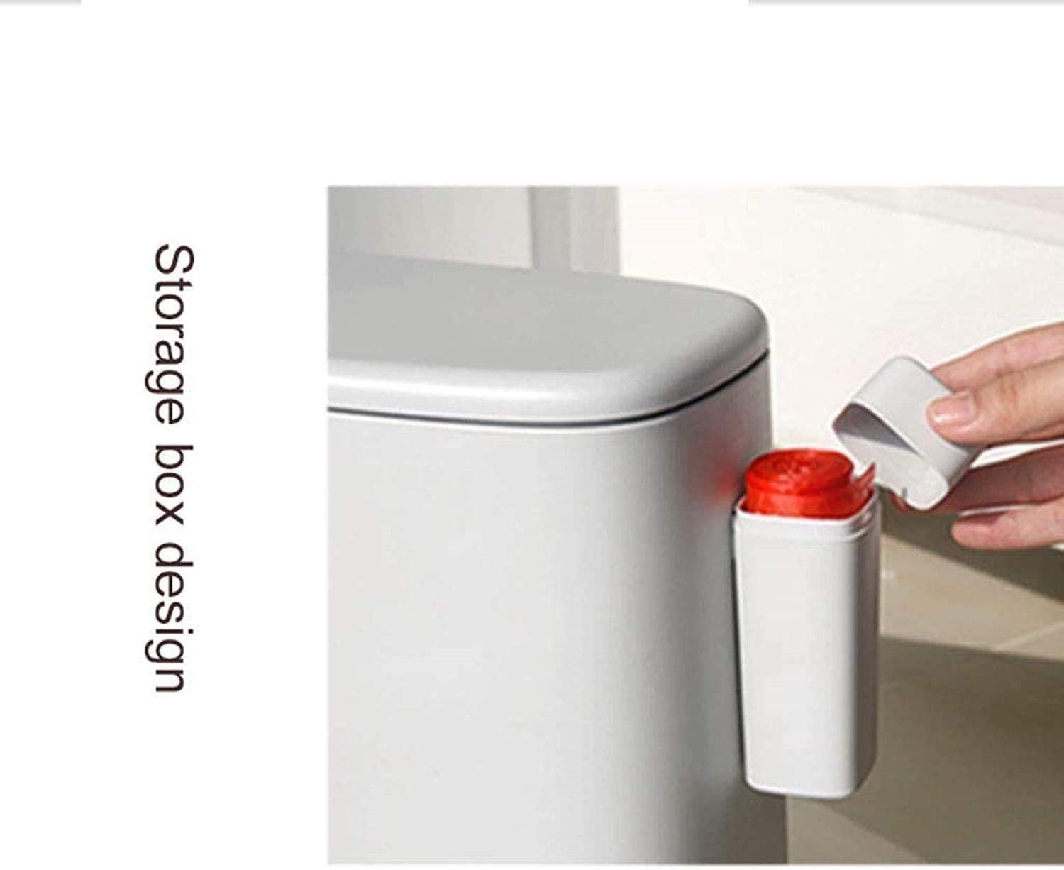Trash Can with Lid 11 Liter Double Barrel Waste Basket Rectangular Garbage Container Bin for Bathroom Bedroom Kitchen and Office Removable Liner Bucket (Color : White)