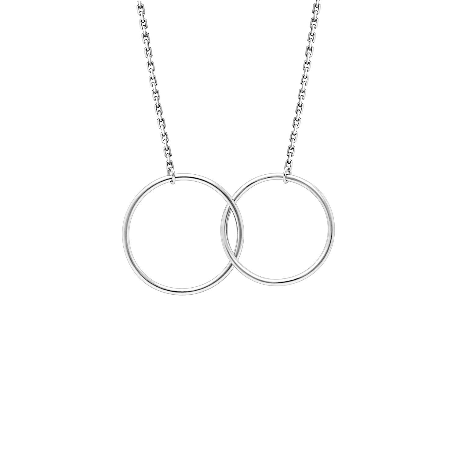 Linked Circles Necklace For Women With Happy 21st Birthday Greeting Card by Ginger Lyne | Sterling Silver Pendant and Chain with Message Card In Logo Black Box | Gifts for Birthday