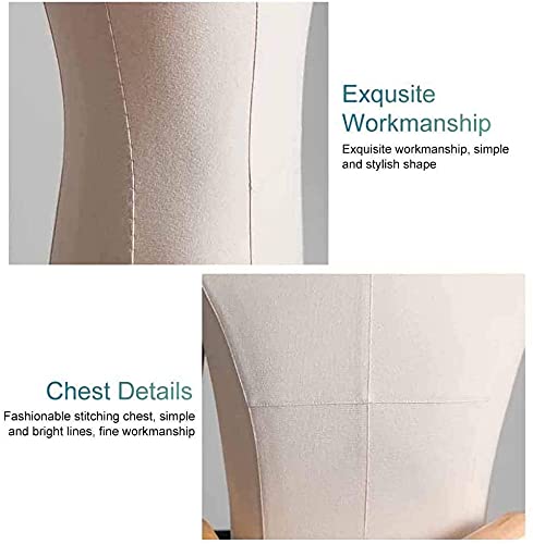 Tailors Dummy Mannequins Beige Male Linen Mannequin Torso, Dress Form Clothing Display Stand with Metal Base - Easy Assemble and Clean Dressform Mannequin