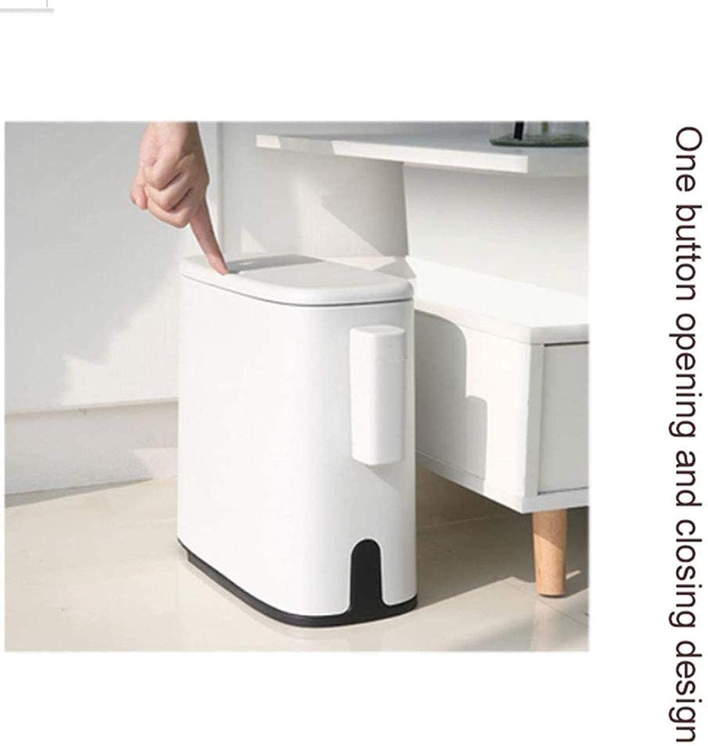 Trash Can with Lid 11 Liter Double Barrel Waste Basket Rectangular Garbage Container Bin for Bathroom Bedroom Kitchen and Office Removable Liner Bucket (Color : White)
