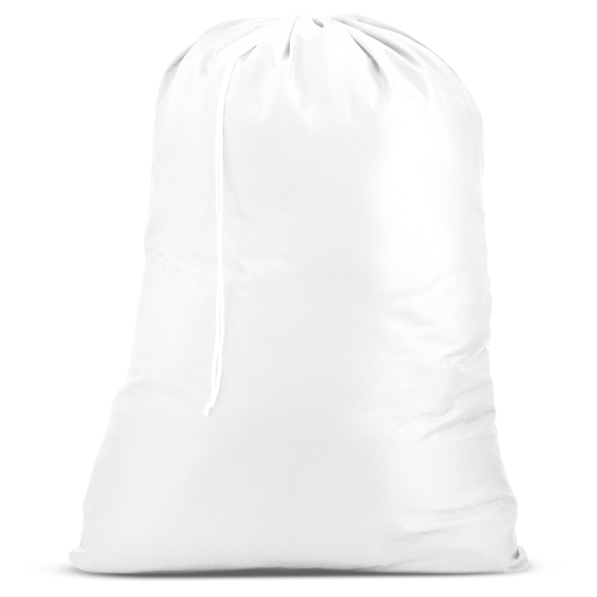 Handy Laundry Nylon Bag - Locking Drawstring Closure, Machine Washable, These Large Bags Will Fit a Laundry Basket and Strong Enough to Carry up to Two Loads of Clothes. (White | 30" x 40")