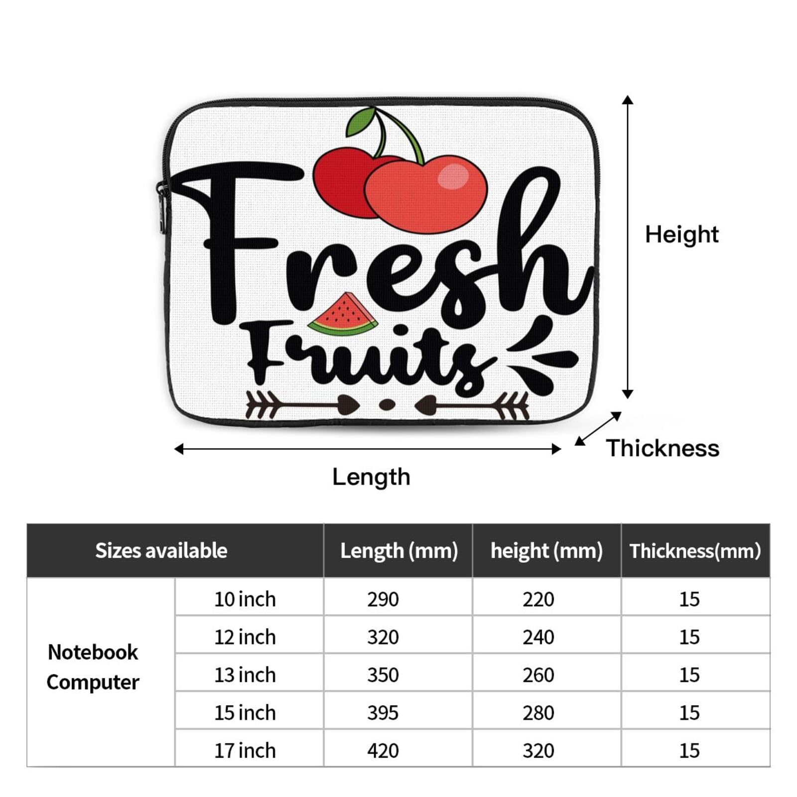Feesh Fruits 13 inch Portable Laptop Sleeve Compatible with MacBook Air Notebook Computer Case for Men Women College School Students