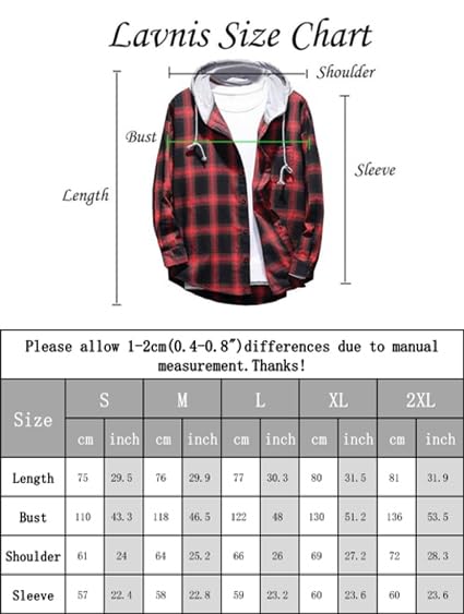 Lavnis Men's Plaid Hooded Shirts Casual Long Sleeve Lightweight Shirt Jackets Blue XL
