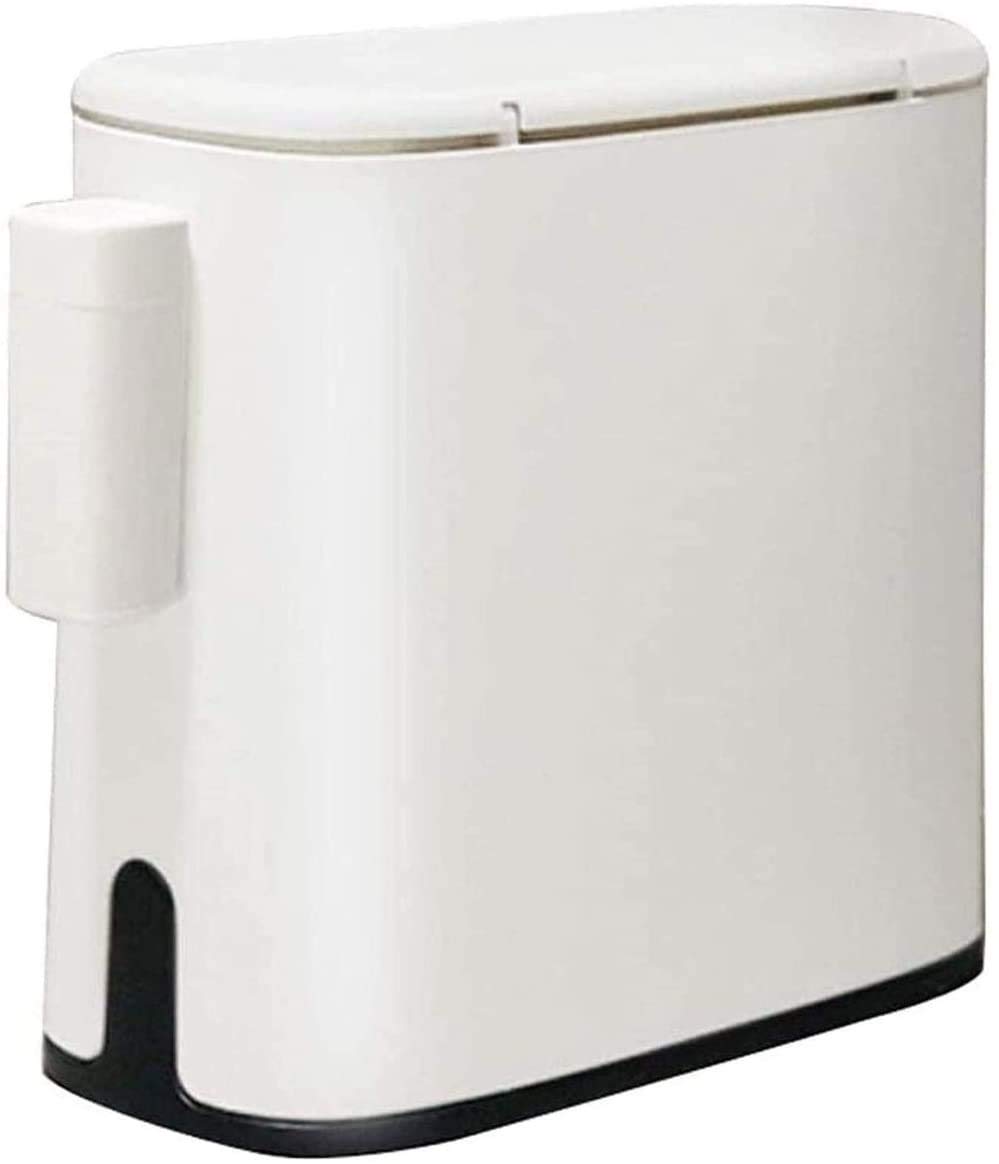 Trash Can with Lid 11 Liter Double Barrel Waste Basket Rectangular Garbage Container Bin for Bathroom Bedroom Kitchen and Office Removable Liner Bucket (Color : White)